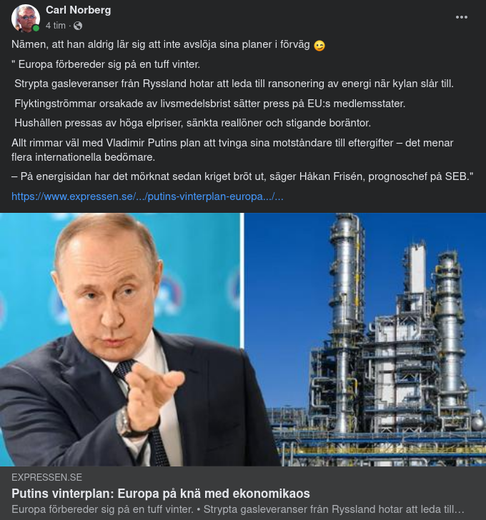 Expressen Avslöjar Putins Vinterplan - Carl Norberg - Palanthir