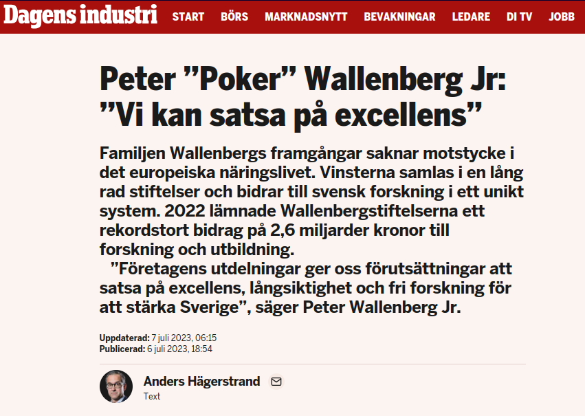Excellenssatsande Wallenberg - Carl Norberg - Palanthir