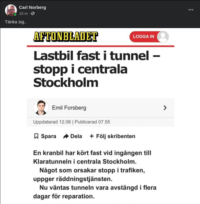 Tunnelblockerande Lastbil - Carl Norberg - Palanthir