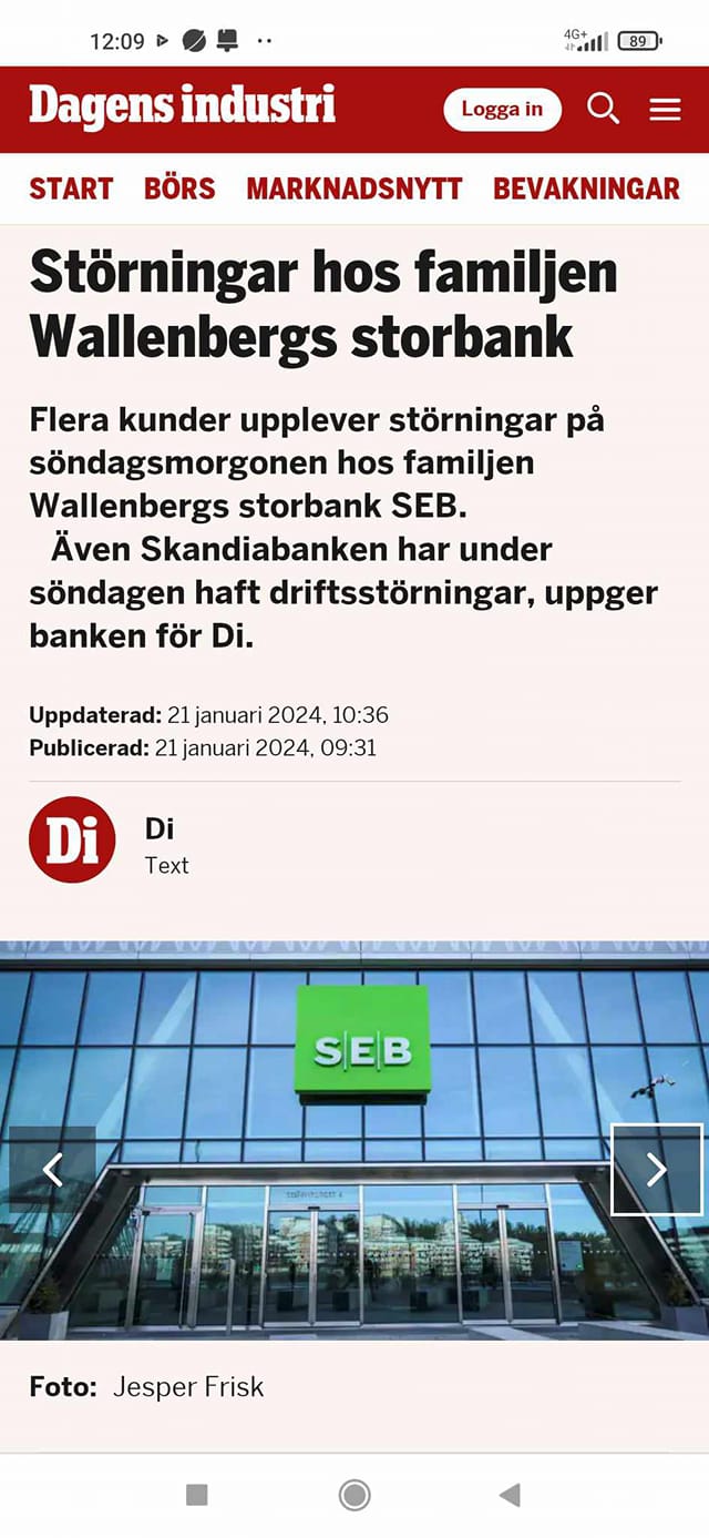 Störningar Hos Familjen Wallenbergs Storbank SEB - Carl Norberg - Palanthir