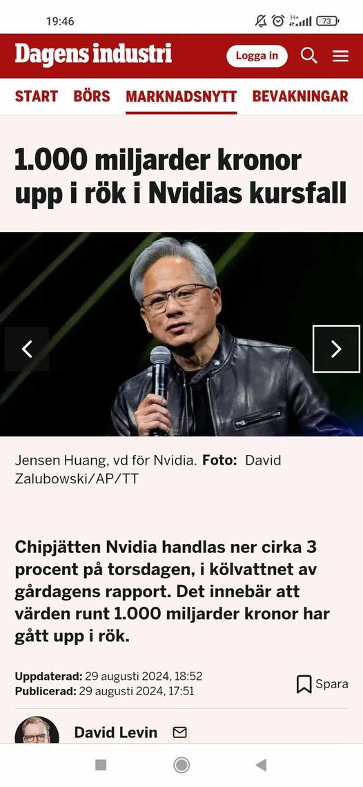 1000 Rökta Miljarder Med Nvidias Kursfall - Carl Norberg - Palanthir