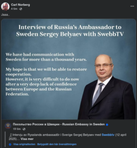 SwebbTV-Intervju Med Rysslands Sverige-Ambassadör Sergej Belyaev - Carl ...