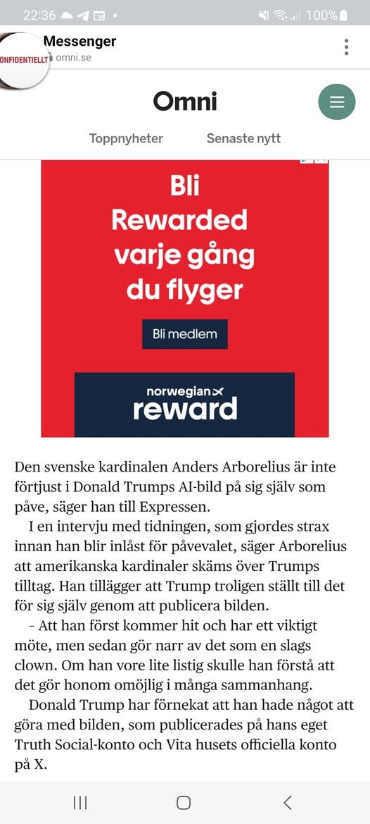 Arborelius & Trumps Påvebild - Carl Norberg - Palanthir