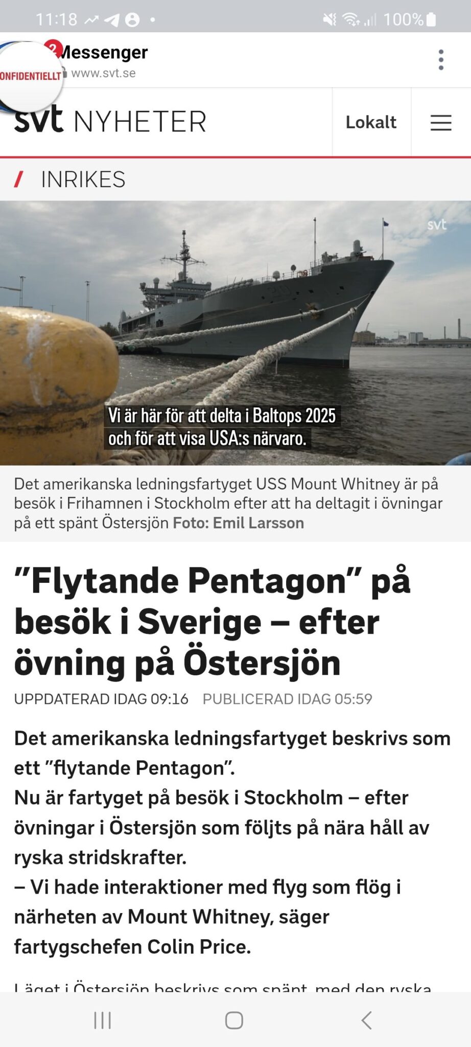 Amerikanskt Ledningsfartygsbesök I Stockholm Efter Himlafenomen - Carl Norberg - Palanthir